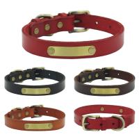 China Fixed With Rivets Top Layer Cowhide Collar Dog Leash Engraved On Bronze Iron Sheet for sale