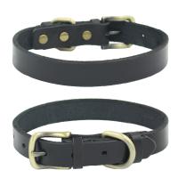 China Personalized Pet Collars Genuine Leather Dog Collar Adjustable Fashion Leather Pet Cat Collar for sale