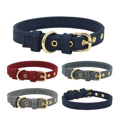 China Custom Double Layer Sewing Canvas Dog Collar Leash Harness Set Durable for sale