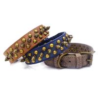 China Professional Personalized Retro Sofa Leather PU Solid Durable Rivet Gentility Male dog collar for sale