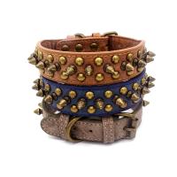 China Professional Personalized Retro Sofa Leather PU Solid Durable Rivet Gentility Male dog collar for sale