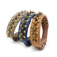 China Professional Personalized Retro Sofa Leather PU Solid Durable Rivet Gentility Male dog collar for sale