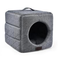 China 3 In 1 Folding Cat Cave Dir Resistant Comfortable Pet Bed Grey Cat Bed House for sale