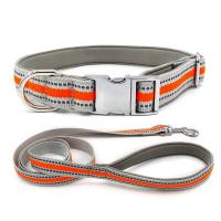 China Comfortable Zinc Alloy Drawstring Puppy Lead And Collar Set Reflective Ribbon Dog Leash for sale