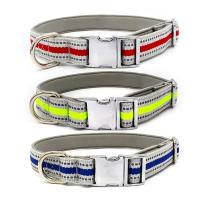 China Comfortable Zinc Alloy Drawstring Puppy Lead And Collar Set Reflective Ribbon Dog Leash for sale