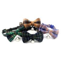 China Scottish Tartan Bowtie Cat Collar Safety Buckle With Bell Cotton Width Adjust 13-22cm for sale