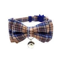 China Scottish Tartan Bowtie Cat Collar Safety Buckle With Bell Cotton Width Adjust 13-22cm for sale
