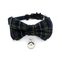 China Scottish Tartan Bowtie Cat Collar Safety Buckle With Bell Cotton Width Adjust 13-22cm for sale