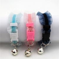 China Comfortable Luxury Nylon Lace Adjustable Cat Dog Collars with Bell for sale