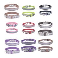 China Reflective Dog Collar, Double-Layer Soft Leather Pet Leash, Cat Dog Collar Leash Set for sale