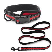 China Neoprene Lining dog Collar Leash Set Reflective Webbing Quick Release Buckle Collar With Traction Rope Set Dog Leash for sale