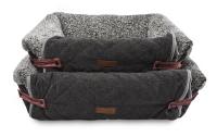 China Flip Cover Comfortable Pet Bed Detachable Grey Dog Sofa Cushion With Removable Mat for sale