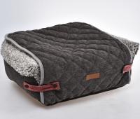 China Flip Cover Comfortable Pet Bed Detachable Grey Dog Sofa Cushion With Removable Mat for sale