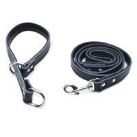 China Custom Puppy Popular Dog Collar And Leash Set Adjustable Genuine Leather P Dog Choke Chain for sale