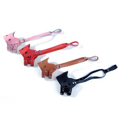 China Leather Dog Muzzle Anti Biting Collar Leash Harness Set Dog Mouth Cover To Stop Barking for sale