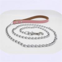 China Matching Cowhide Dog Neck Chain Chrome Plated Iron Traction Dog Leash Chain for sale