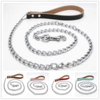 China Matching Cowhide Dog Neck Chain Chrome Plated Iron Traction Dog Leash Chain for sale