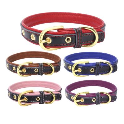 China PU Leather Solid Soft Colorful Pet Dog Collar for Small Medium Large Dogs Neck Strap Adjustable Safe Collar for sale