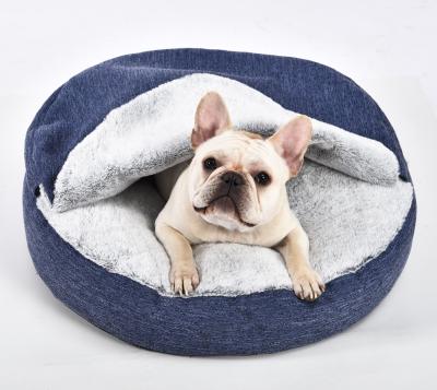 China Anti Anxiety Dog Bed Premium Plush Nest Snuggler Washable Non Slip Bottom Pet Calming Bed for sale