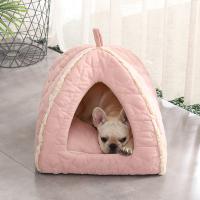 China Plush Pet Tent With Zipper Detachable Mat Dog Bed With Non Slip Bottom Igloo Cat House Kennel for sale
