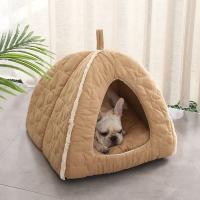 China Plush Pet Tent With Zipper Detachable Mat Dog Bed With Non Slip Bottom Igloo Cat House Kennel for sale