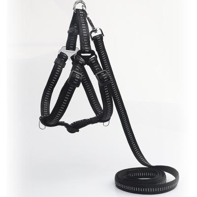 China No Pull Absorbent Non Slip Nylon Dog Reflective Adjustable Harness Leash Collar Set for sale