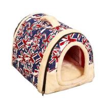China Crystal Velvet 2 In 1 Foldable Cave Pet Sleeping Bed Self Warming House Shape cat comfort bed for sale