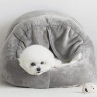 China Felt Dog Bed Pet Bed Luxury Cat Cave Plush Yurt Door Curtain Comfortable Semi-enclosed Pet Kennel for sale