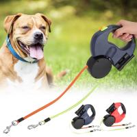China Reflective Dual Retractable Dog Leash Heavy Duty Elastic Belt with LED Flashlight Poop Bags for sale