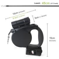 China Automatic Retractable 3 In 1 Rope Dog Leash With Flashlight And Poop Bags for sale