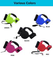China Automatic Retractable 3 In 1 Rope Dog Leash With Flashlight And Poop Bags for sale