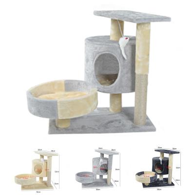China Multi Level Condo Wooden Cat Climber Tower Sisal Large Cat Scratching Post for sale