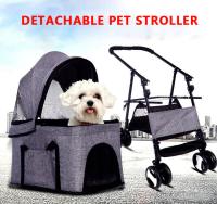 China Luxury Folding Outdoor Detachable Pet Carrier Stroller 600D Linen 36KG for sale