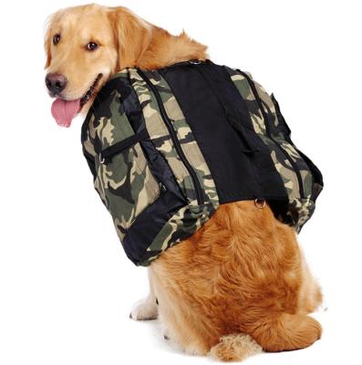 China Adjustable Camo Dog Self Backpack Harness Bag Hunting Dog Backpack For Large Dog for sale