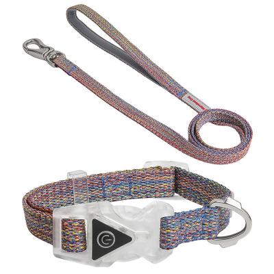 China Led Dog Pet Collars Leash Set Adjustable Decorative Nylon Rope Dog Leash Reflective Dog Leash for sale