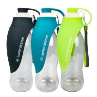 China Dog Outdoor Water Bottle Portable Pet Dogs Travel Water Dispenser Feeder Container with Silicone Foldable Drinking Cup for sale