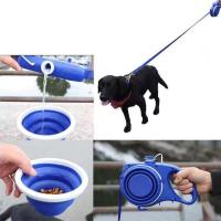 China 5 IN 1 Nylon Dog Leash Portable Dog Water Bottle with Collapsible Bowl Dog Poop Bag Dispenser for sale