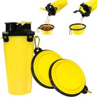 China Dual Chambered Storage Hallupets 2 In 1 Dog Water Bottle Hallupets Collapsible Silicone Dog Bowl for sale