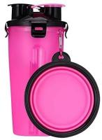 China 350ml Outdoor Portable Pet Water Bottle Dispenser With 2 Collapsible Silicone Bowls for sale