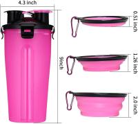 China 350ml Outdoor Portable Pet Water Bottle Dispenser With 2 Collapsible Silicone Bowls for sale