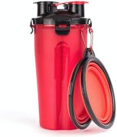 China 2 in 1 Dog Outdoor Portable Water Bottle With Foldable Bowls for Walking for sale
