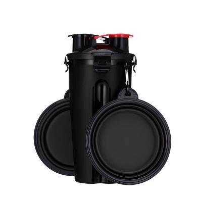 China Dog Water Bottle Pet Food Container 2-in-1 with Collapsible Dog Bowls for sale