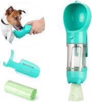 China Portable 300ML BPA Free 2 In 1 Dog Water Bottle With Poop Bag And Scooper for sale
