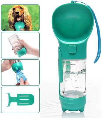 China Portable 300ML BPA Free 2 In 1 Dog Water Bottle With Poop Bag And Scooper for sale