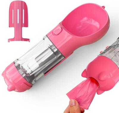 China 300ML Travel 2 In 1 Dog Water Bottle Drinking Bowl Portable With Lock Button for sale