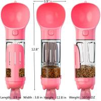 China 4 In1 Portable Leakproof Pink Dog Water Bottle With Food Container & Waste Bag for sale