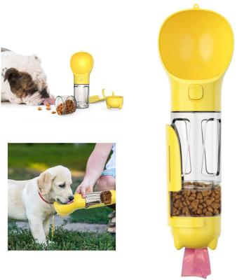 China Multifunctional 2 In 1 Dog Portable Puppy Water Bottle With Food Box Shovel Garbage Bags for sale