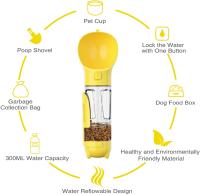 China 300ml Detachable 2 In 1 Dog Water Bottle with Food Container & Poop Shovel for sale
