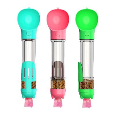 China 4 In 1 500ml Dog Travel Water Bottles Leak Proof Dog Water Food Dispenser for sale