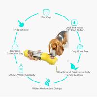 China 4 In 1 500ml Dog Travel Water Bottles Leak Proof Dog Water Food Dispenser for sale